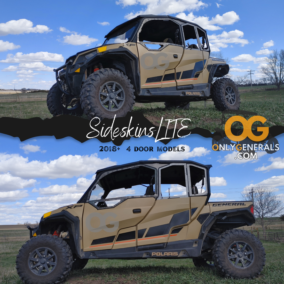 OG SideskinsLITE Hard Upper Doors for Polaris General 4 Seat Models ...