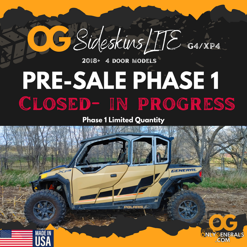 OG SideskinsLITE Hard Upper Doors for Polaris General 4 Seat Models ...